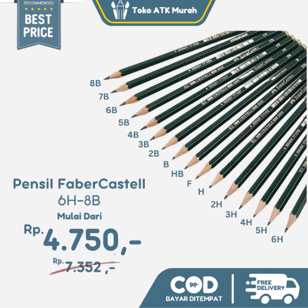 Jual 1pcs Pensil Faber Castell 8B 7B 6B 5B 4B 3B 2B B HB F H 2H 3H 4H 5H 6H Pencil Fabercastell ...
