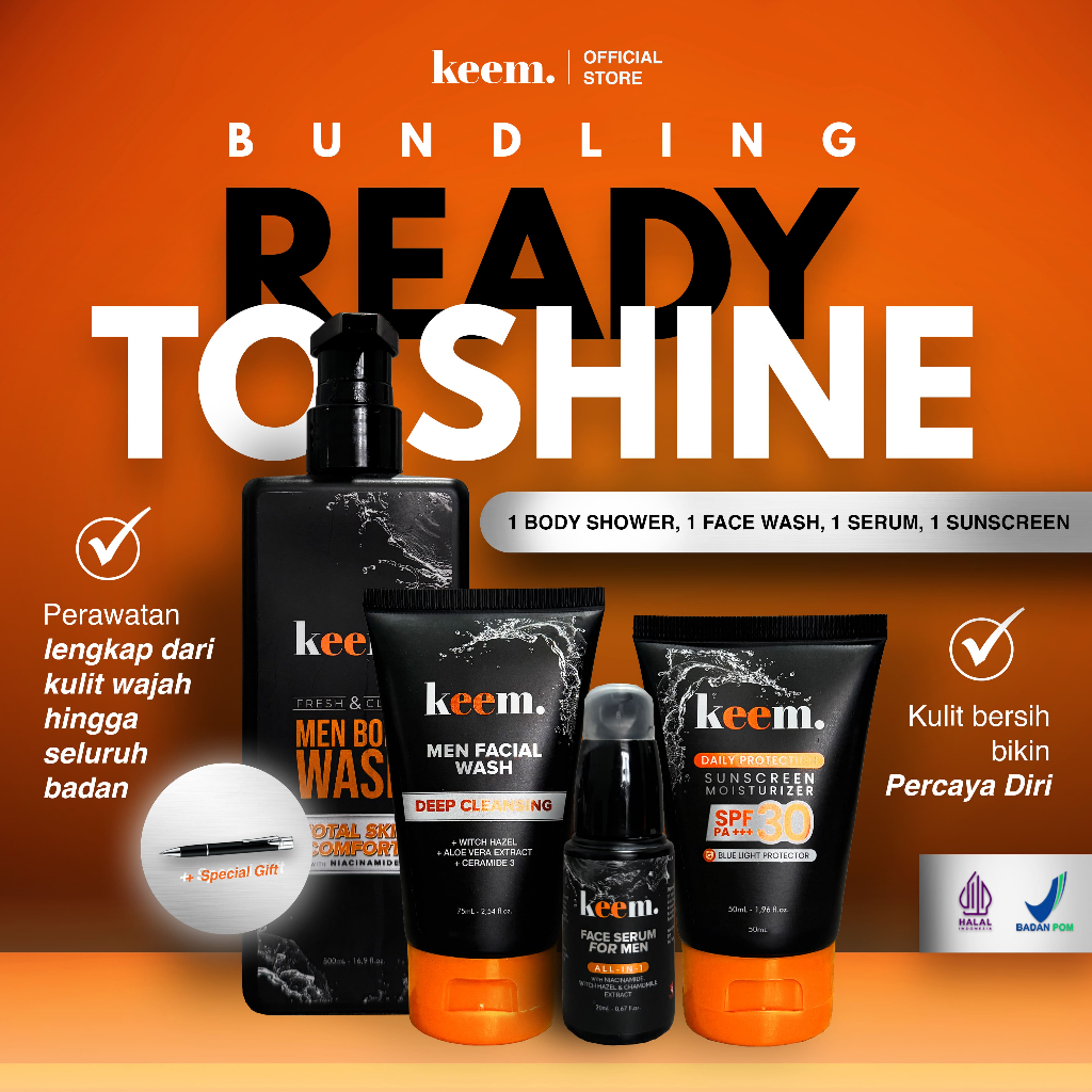 Jual KEEM Paket Ready to Shine Facial wash + Sunscreen + Serum ...