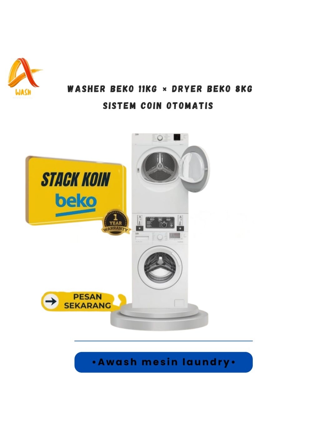 Jual Washer beko 11KG × Dryer beko 8KG sistem coin | Shopee Indonesia