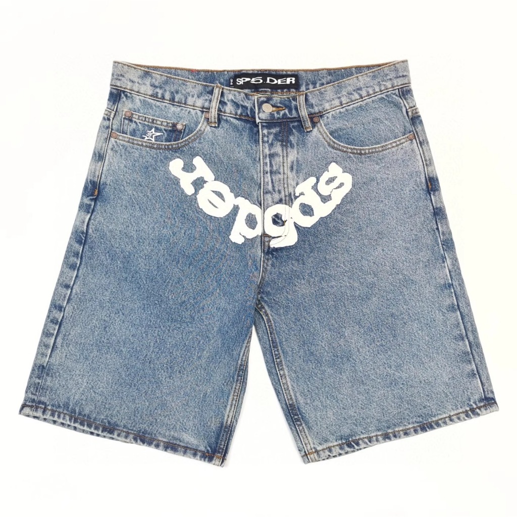 Jual Sp5der OG Logo Denim Short [Blue Denim] | Shopee Indonesia