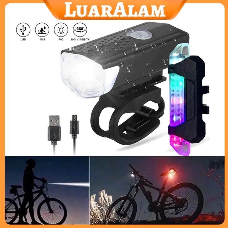 Jual Lampu Sepeda Depan Belakang Sepeda 300LM Lampu Depan Sepeda LED ...