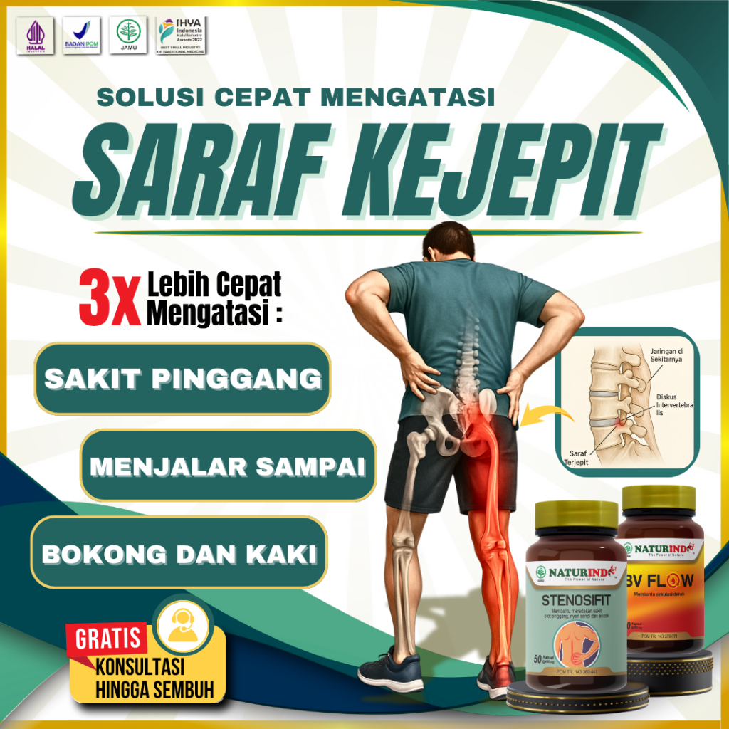 Jual Obat Saraf Kejepit Pinggang Sakit Menjalar Bokong Sampai Kaki Terbukti Ampuh Naturindo ...