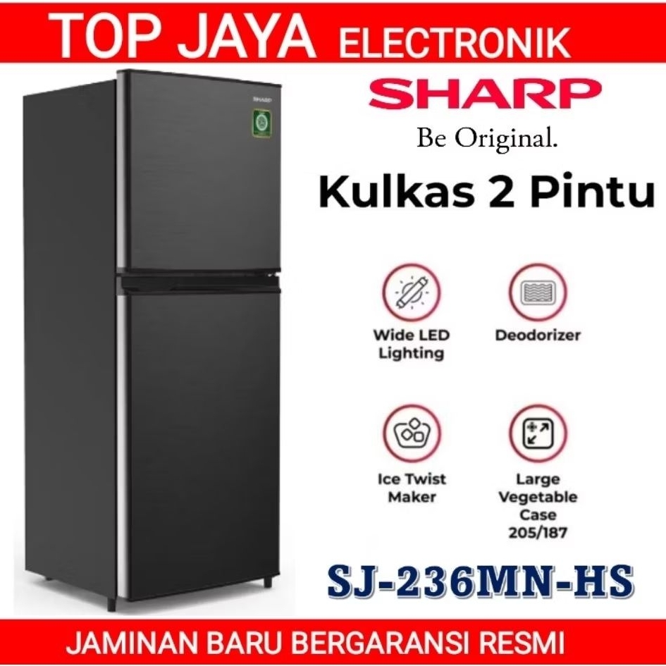 Jual KULKAS SHARP 2 PINTU SJ-236MN-HS TANPA BUNGA ES/LEMARI ES 2 PINTU ...