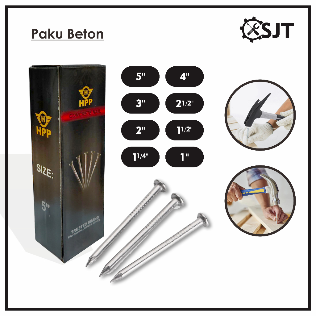 Jual SJT - Paku Beton Paku Cor Baja Putih 250 gram Concrete Nail HPP 1 ...