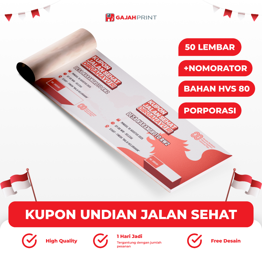 Jual Kupon Undian Jalan Sehat / Kupon 17 Agustus / Kupon Doorprize ...