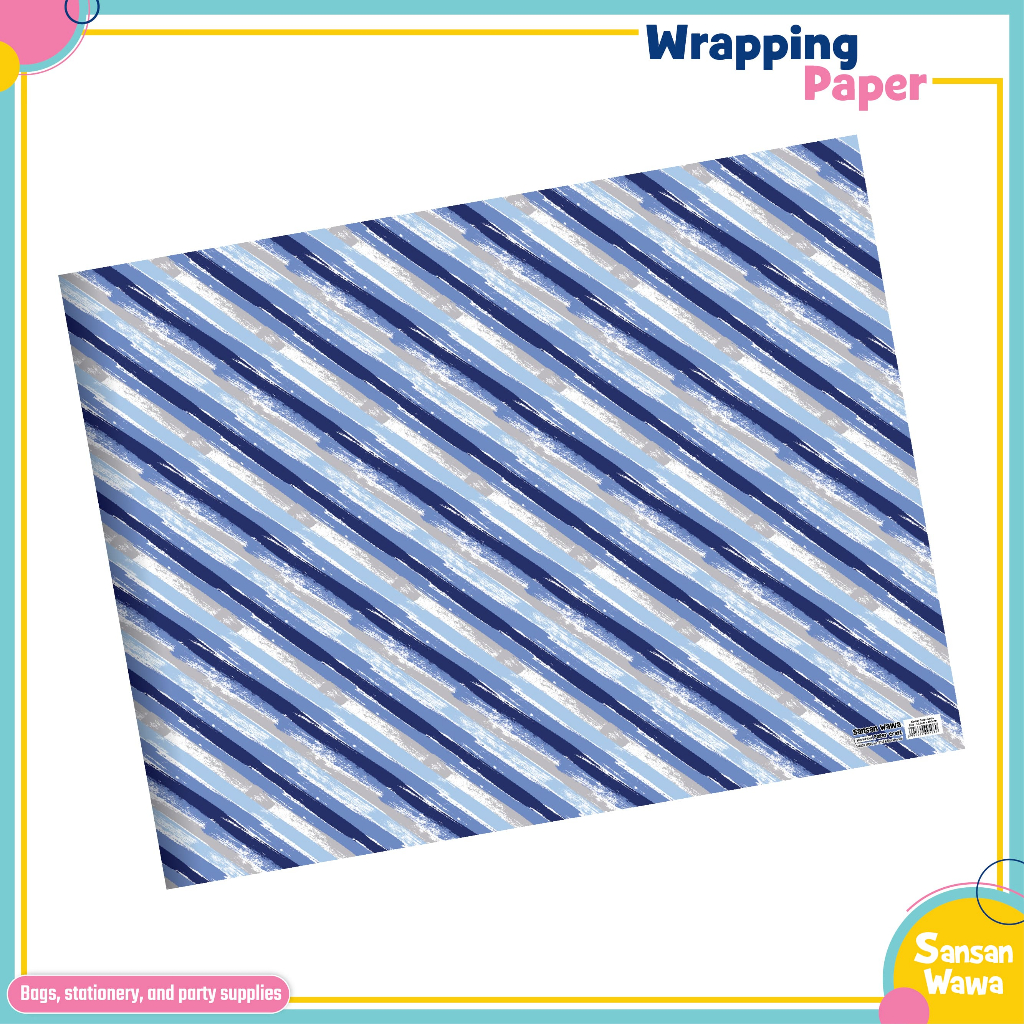 Jual (Paket 5 lembar) Motif garis Kertas Kado uk standar Sansan Wawa ...