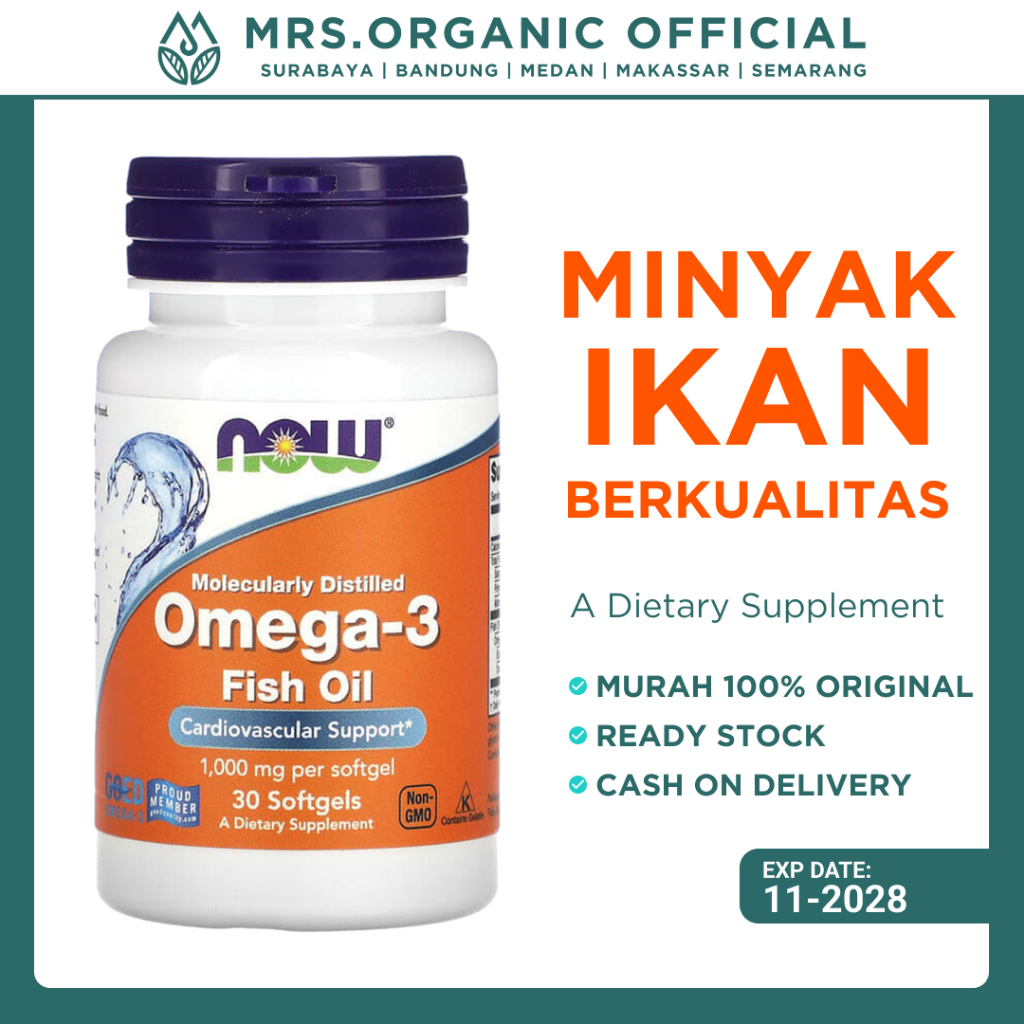 Jual Suplemen Vitamin Omega 3 Fish Oil Now Minyak ikan 1000 mg 30 ...