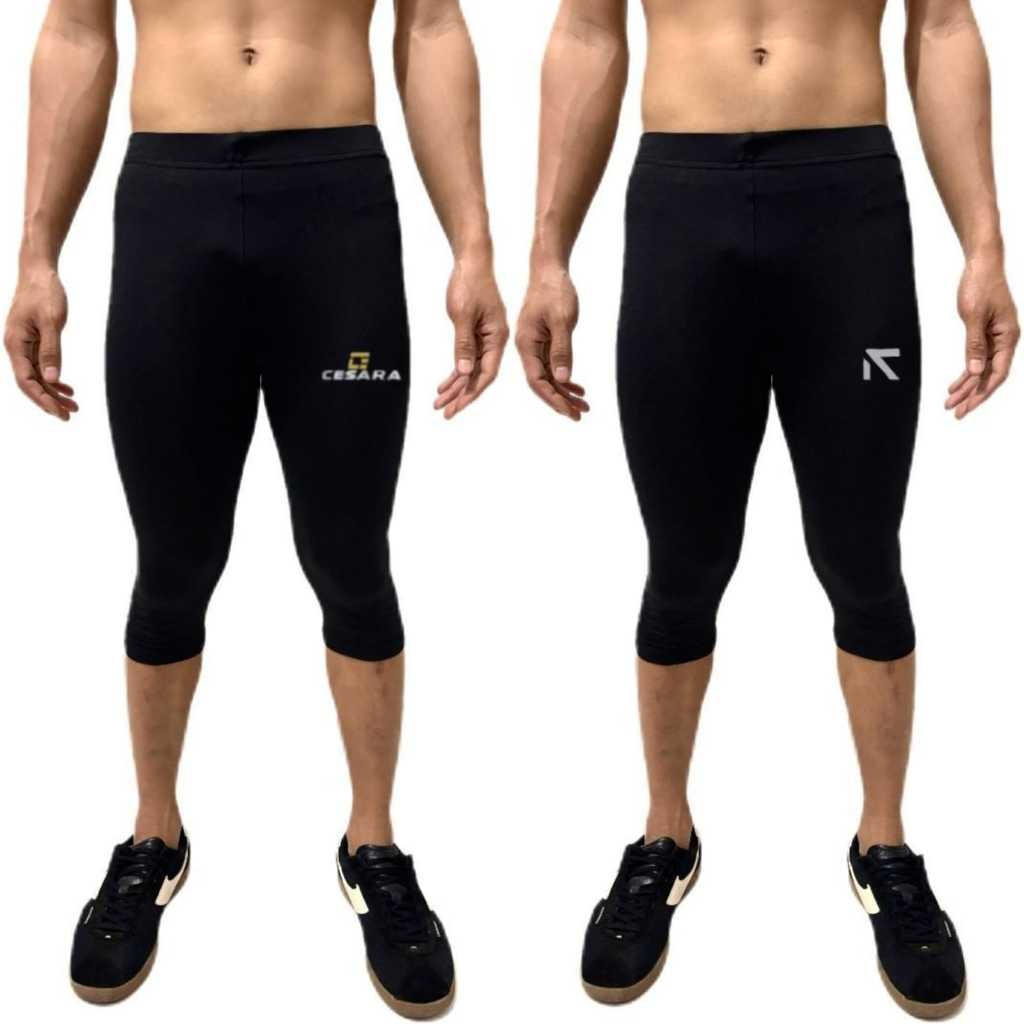 Jual Legging 3/4 Leggings Hitam Sport Pria Celana Baselayer Compression ...