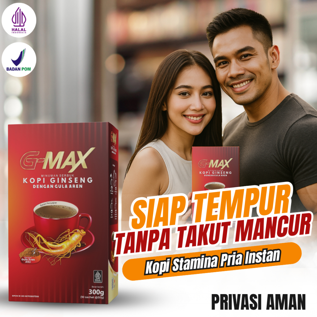 Jual Kopi G Max Minuman Stamina Pria Dengan Gingseng Pilihan Dan Gula Aren Tahan Lama Halal ...