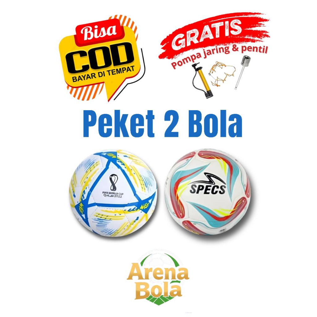 Jual Paket 2 bola, bola sepak size 5, bola murah anak berkualitas bonus ...