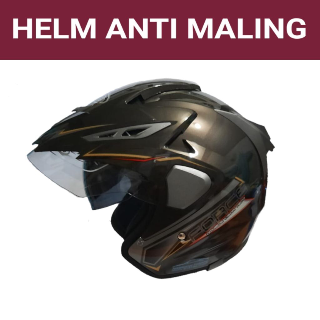 Jual FORCE Helm Helem Motor SNI Half Face Antimaling Smartlock Double ...
