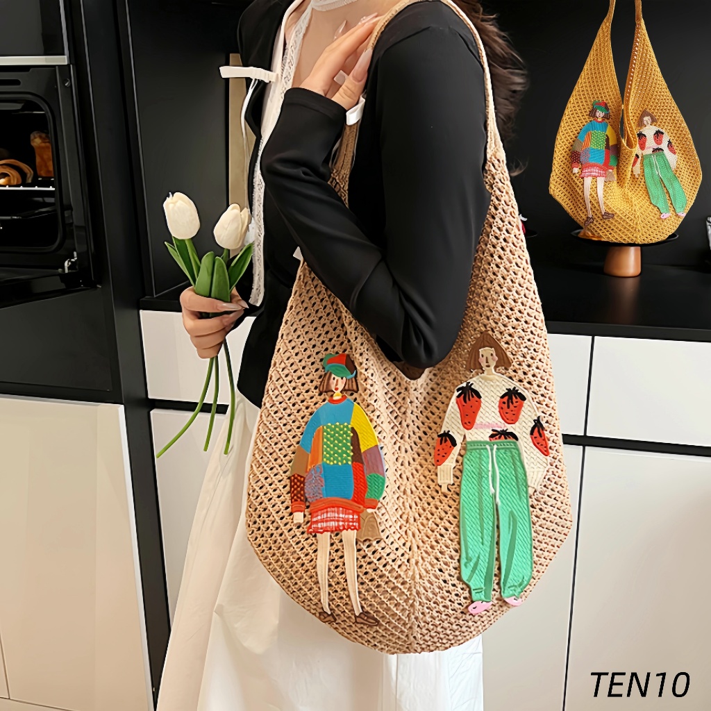 Jual 【COD】Tas Selempang Anyaman baru Wanita tas jaring cute fashion tas ...