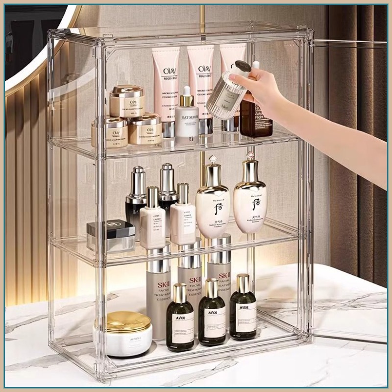 Jual Acrylic Transparent Cosmetic Display Box with Kotak Penyimpanan ...