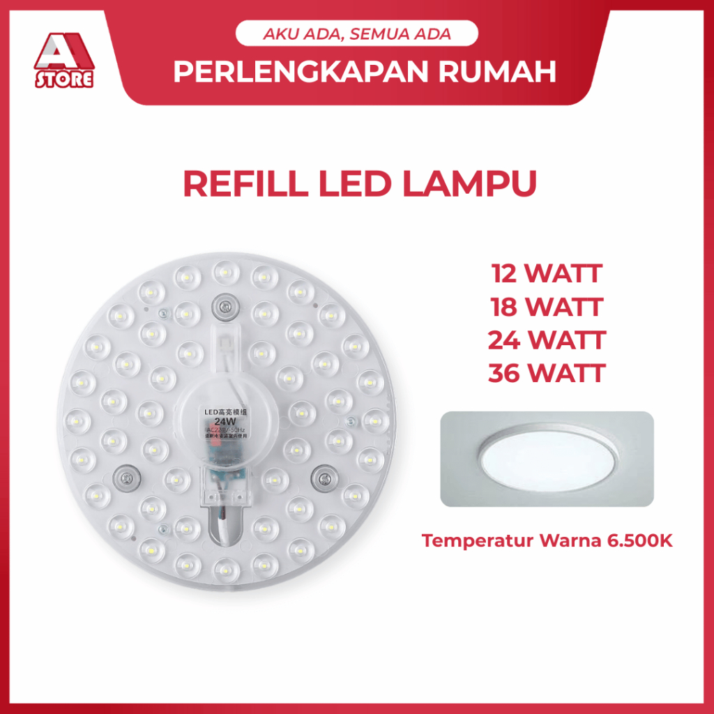 Jual Refil Lampu LED Plafon Modul Bulat Piringan Pengganti TL Ring 12W / 18W / 24W / 36W ...