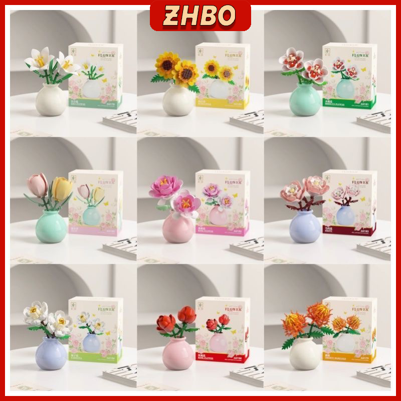 Jual [Dengan vas] Pot Tanaman Blok Bangunan Mini Bricks Bunga Mainan ...