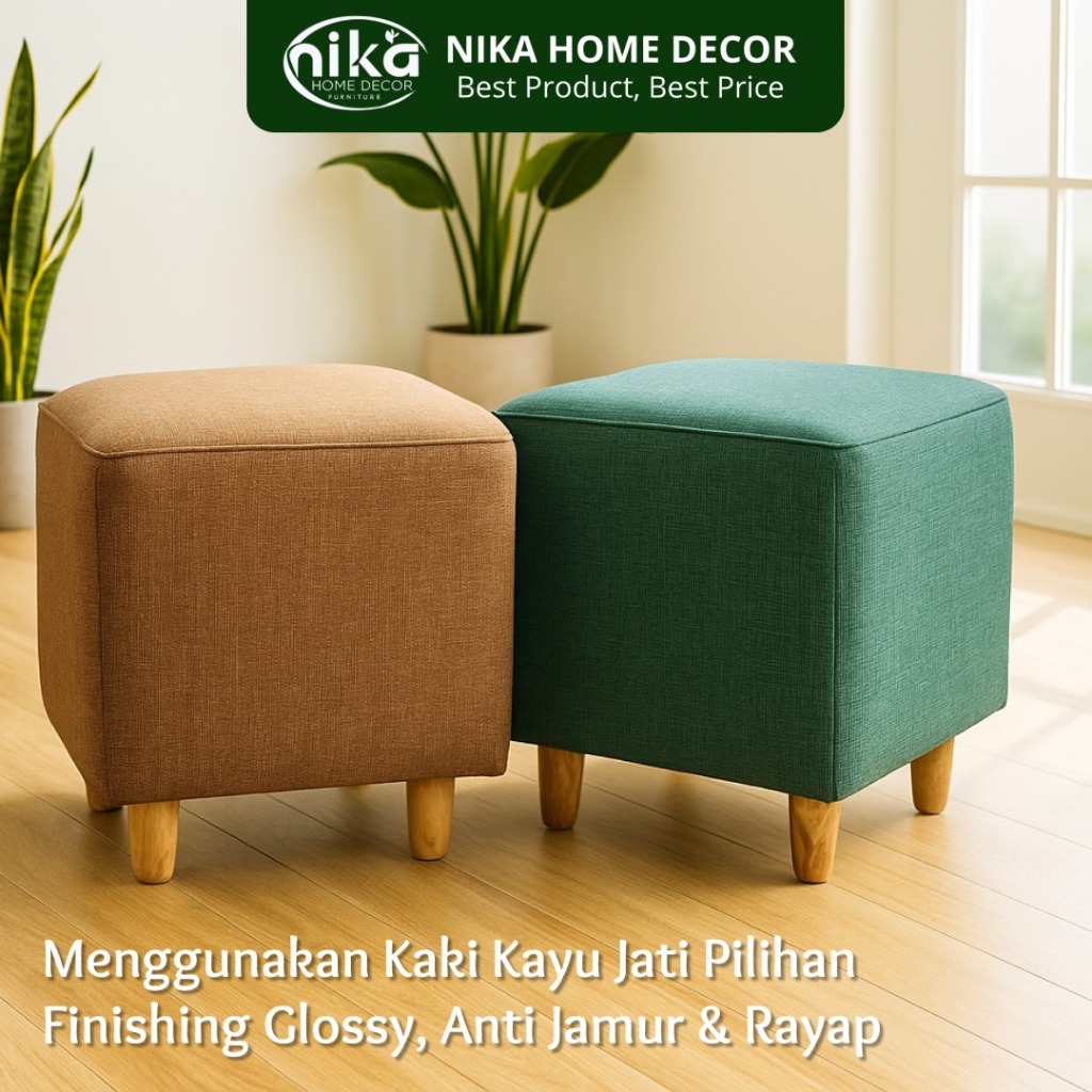 Jual NIKA HOME DECOR Stool Kotak Kimmy Estetik Minimalis Kayu Furniture ...