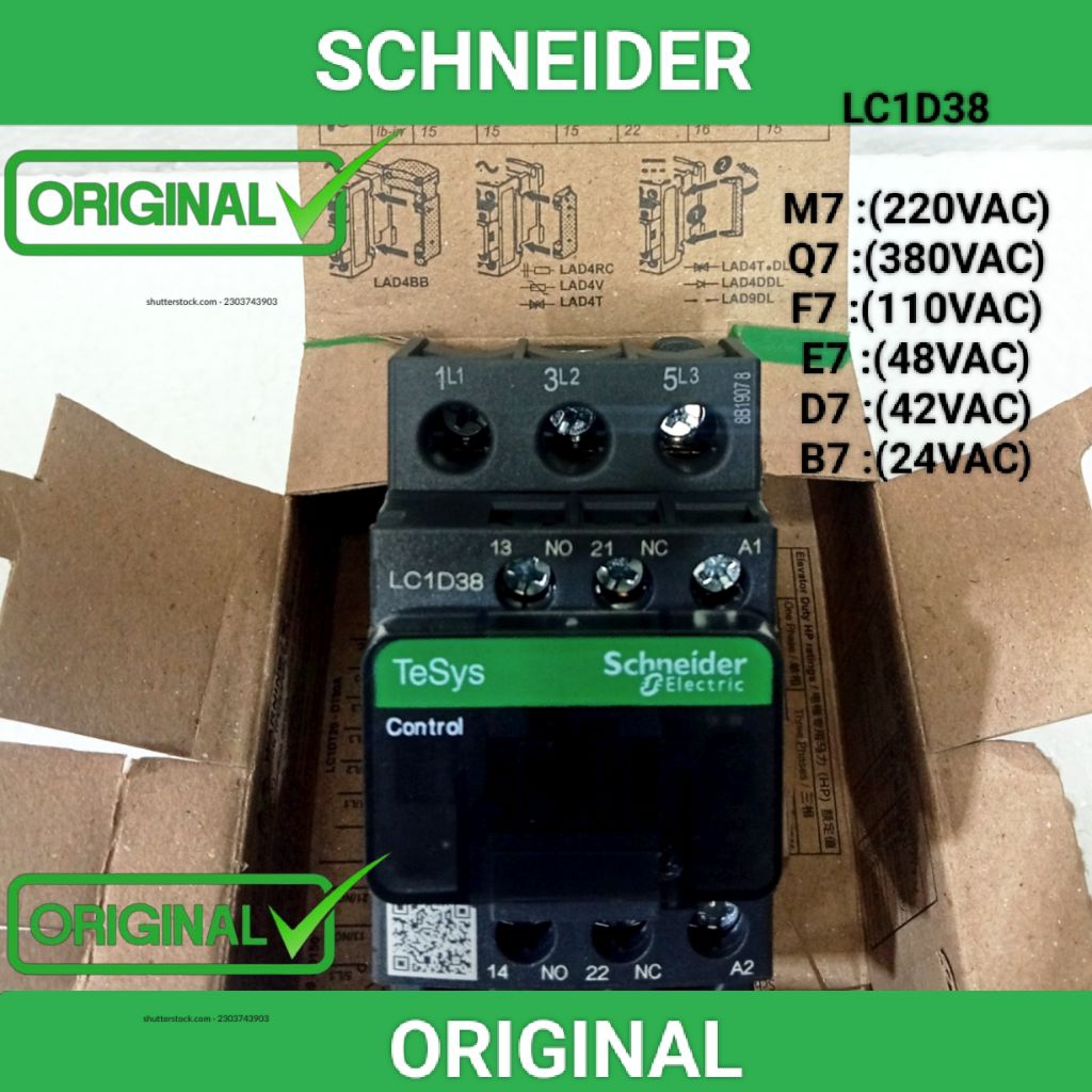 Jual contactor Kontaktor schneider 38a lc1d38q7 380vac 3phase original ...