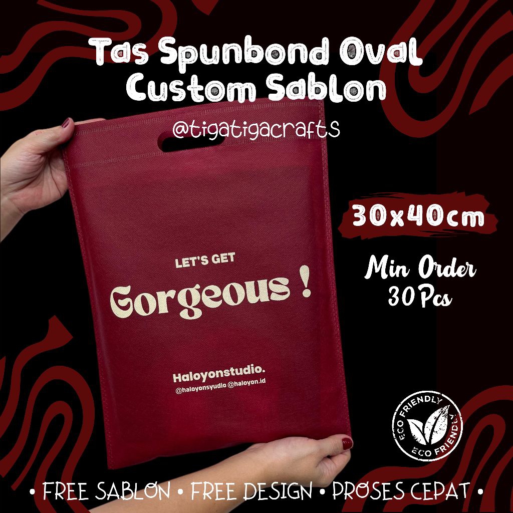 Jual SABLON OVAL 30X40 Custom Sablon tas oval 30x40 Tas Spunbond sablon ...