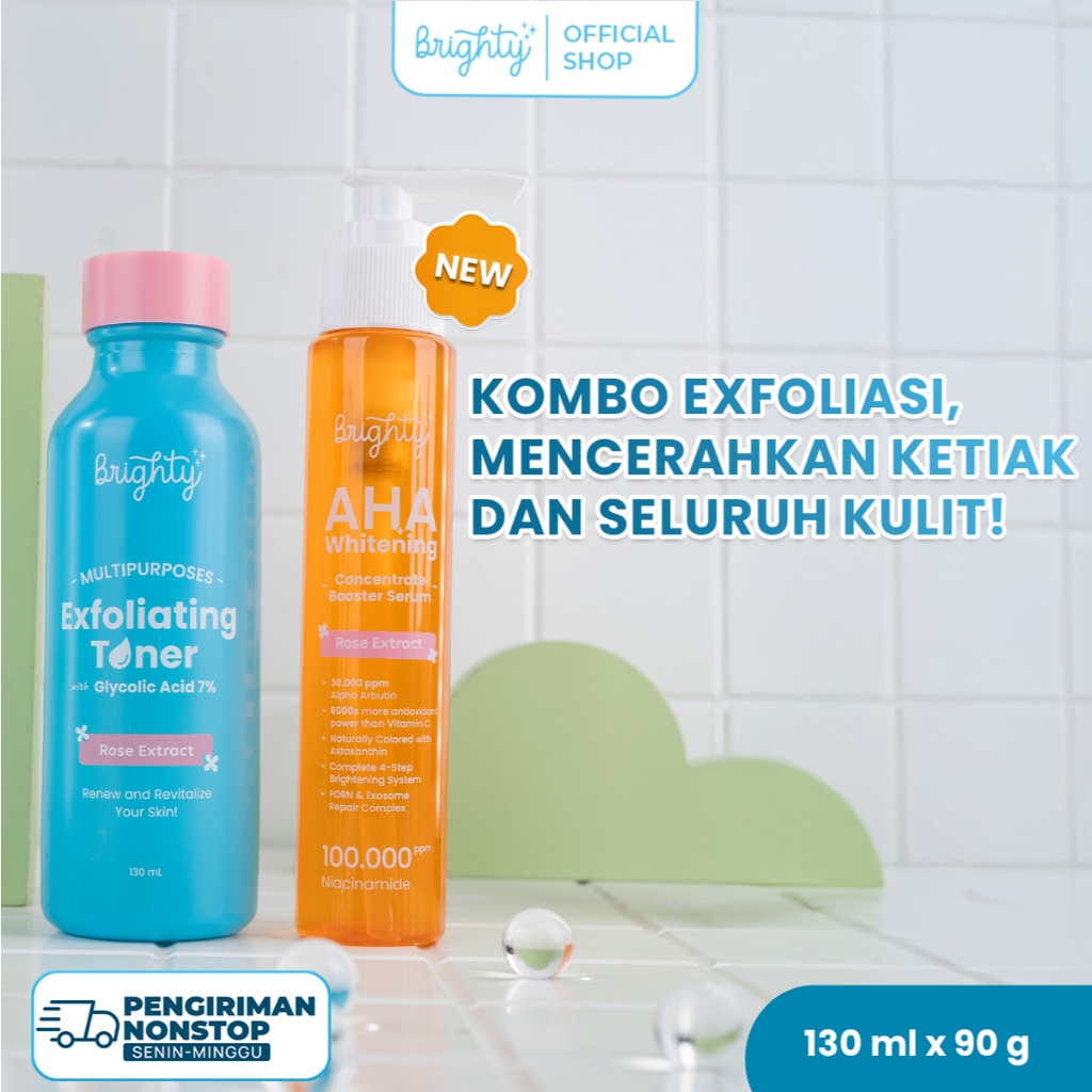 Jual [BUNDLE] Brighty AHA Whitening Concentrate Booster Serum X Brighty Multipurpose Exfoliating ...