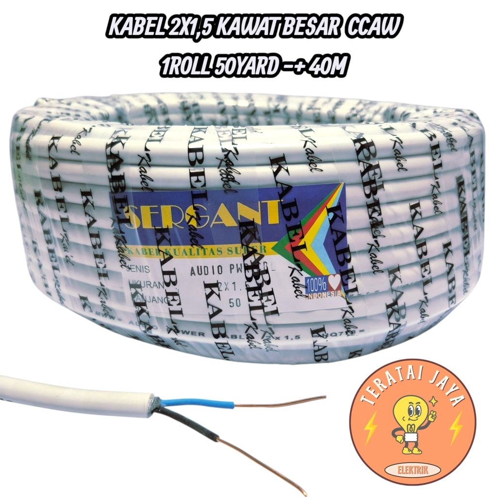 Jual Kabel Listrik NYM 2x1,5 /Kabel kawat Besar SERGANT isi 2 50yard ...