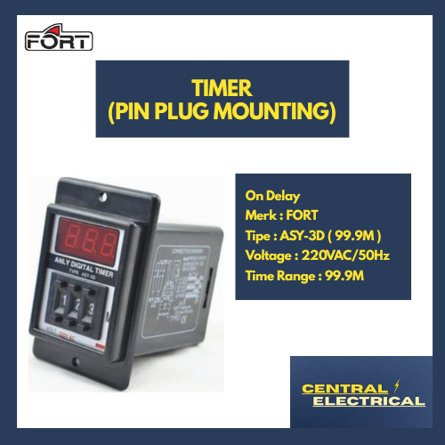 Jual FORT Timer (Pin Plug Mounting) On delay, 220VAC/50Hz Merk Fort ...