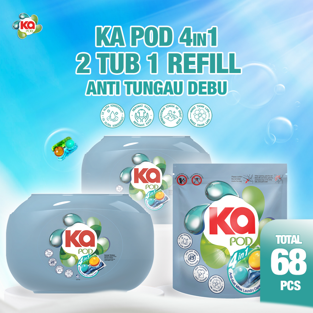 Jual Ka Pod 4in1 Detergen Kapsul - 2 Tub 1 Refill - 68 Pcs | Shopee ...