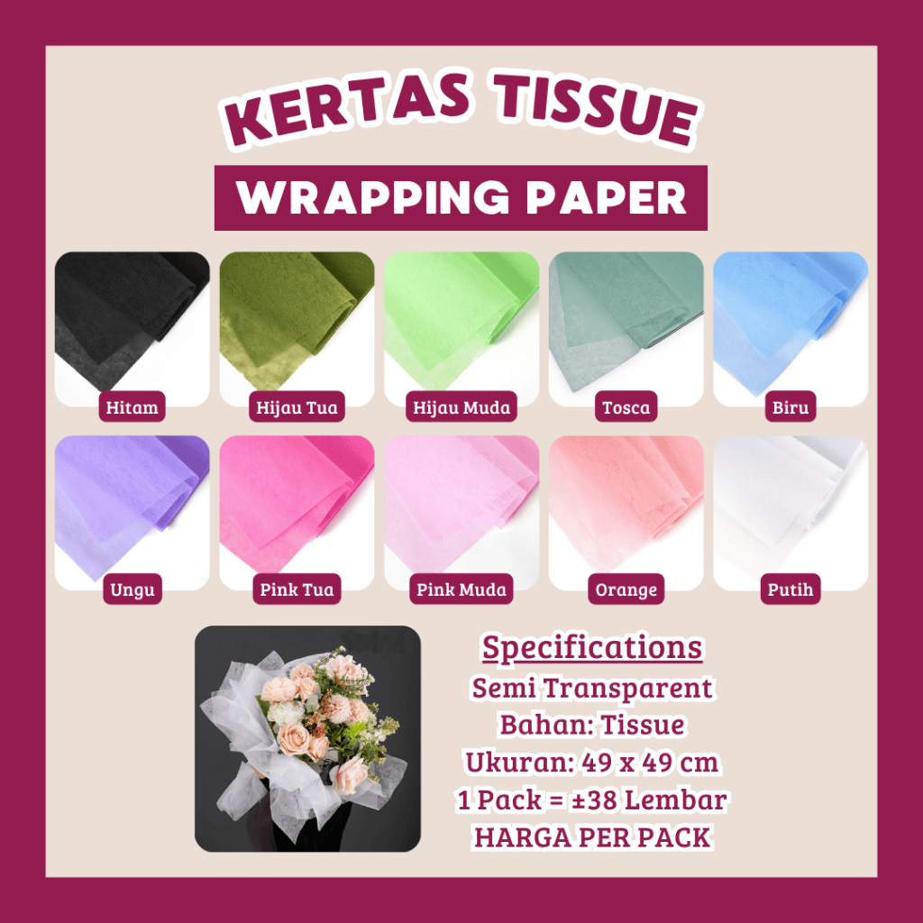 Jual [±38 LEMBAR] Kertas Tisu Buket Bunga Cotton Paper Flower Bouquet ...