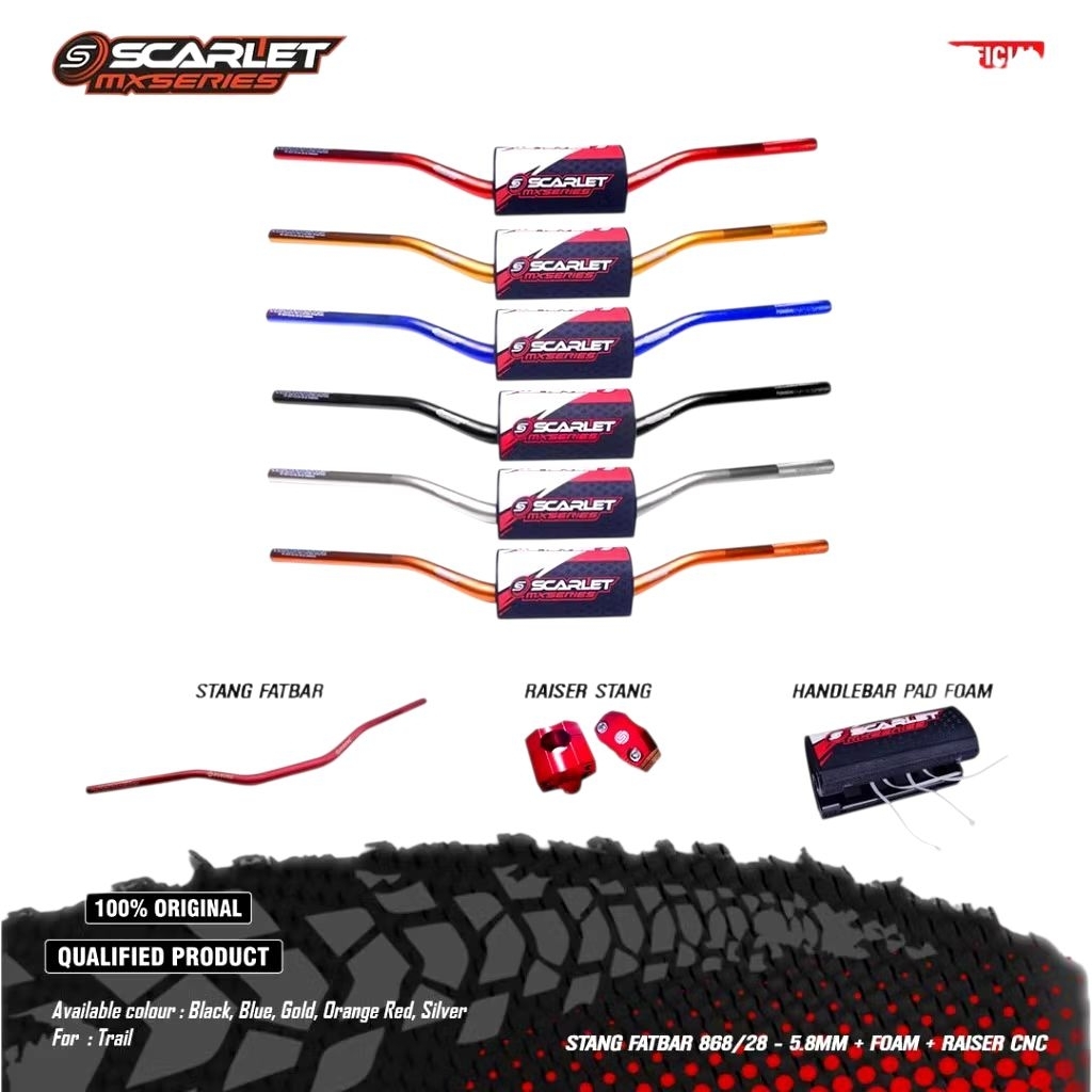 Jual stang fatbar scarlet low plus busa raiser cnc crf klx wr nmax adv ...