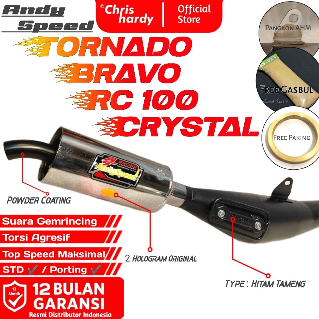 Jual KNALPOT TORNADO BRAVO RC 100 CRYSTAL SUZUKI GEMRINCING GARING RASA ...