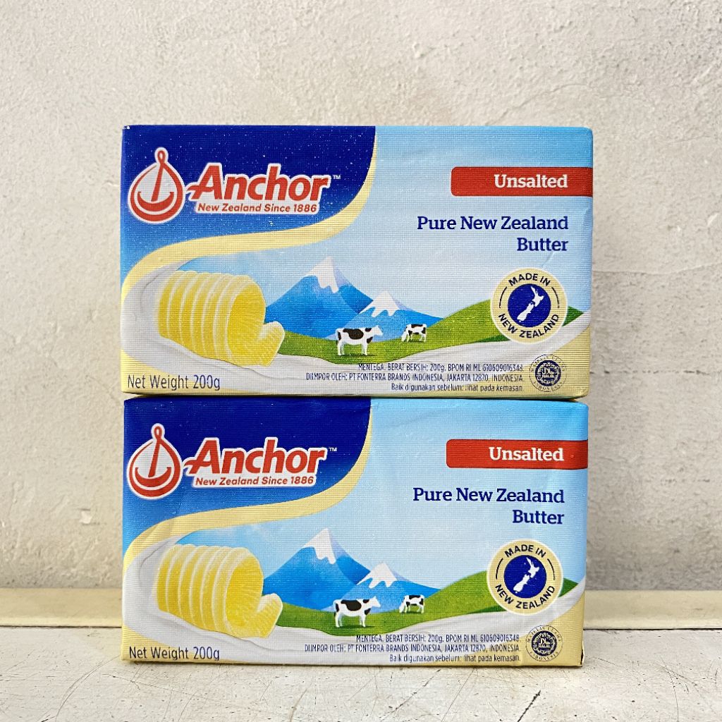 Jual Anchor butter UNSALTED 200 gram | anchor pure new zealand | anchor ...