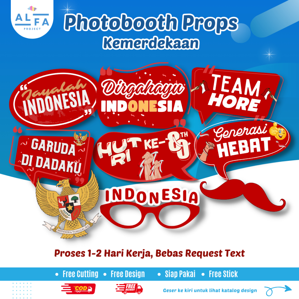Jual D33 Photobooth Props Acc Kemerdekaan Dirgahayu indonesia 17 ...