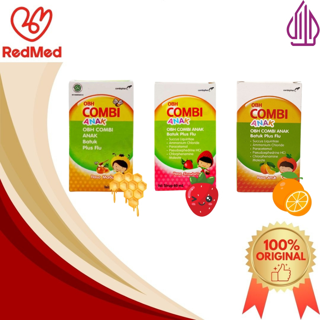 Jual OBH COMBI OBAT BATUK ANAK PLUS FLU JERUK , STRAWBERRY , MADU 60 ML ...