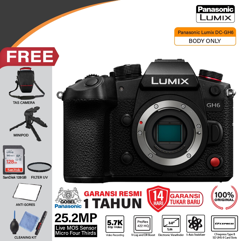 Jual Panasonic Lumix GH6 Body Only Panasonic GH 6 Mirrorless Garansi Resmi | Shopee Indonesia