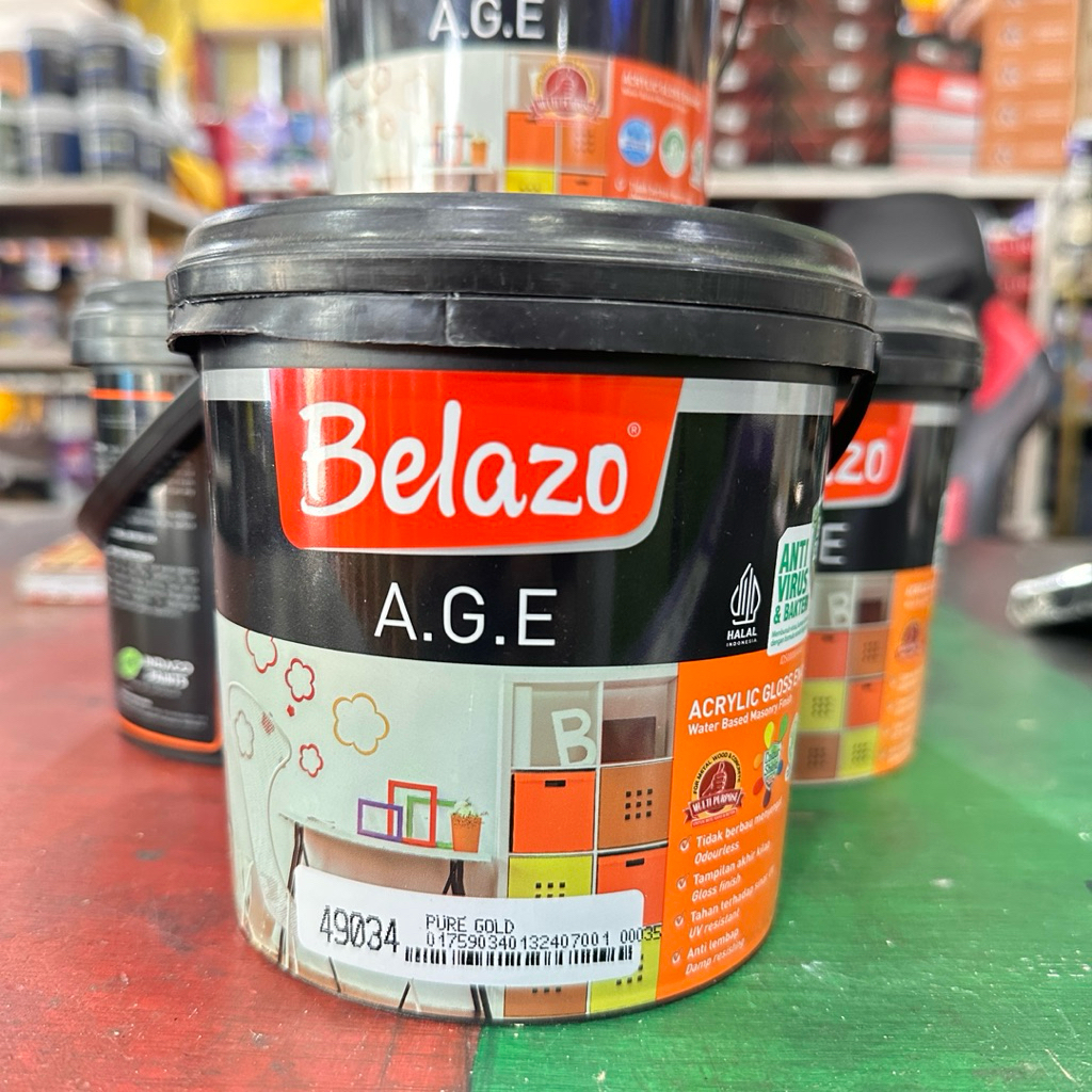 Jual BELAZO AGE Cat kayu besi tembok campuran air waterbased warna emas ...