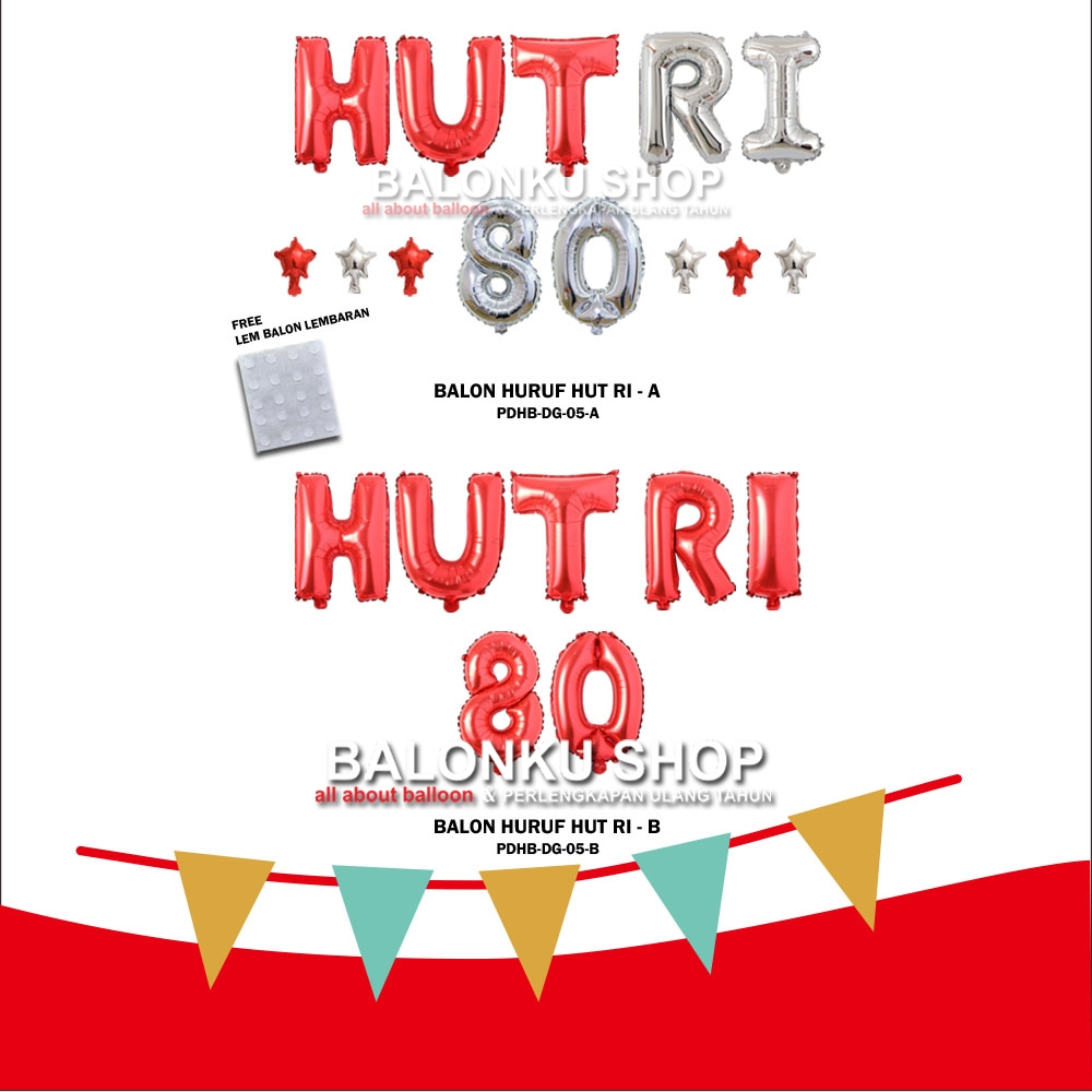 Jual Balon Huruf Merah / Balon HUT RI / Balon Huruf Merah HUT RI / HUT ...