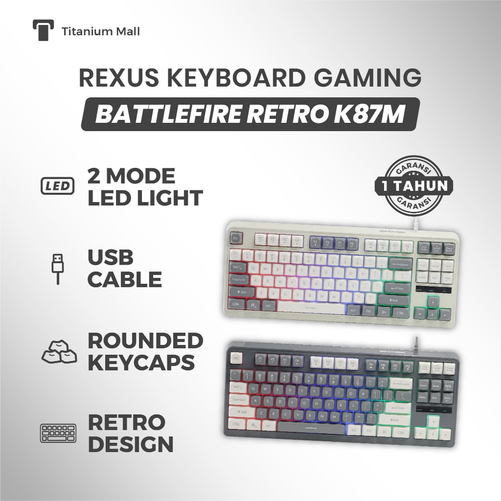 Jual Rexus KY K87M Retro Classic RGB LED Keyboard Gaming – Keyboard ...