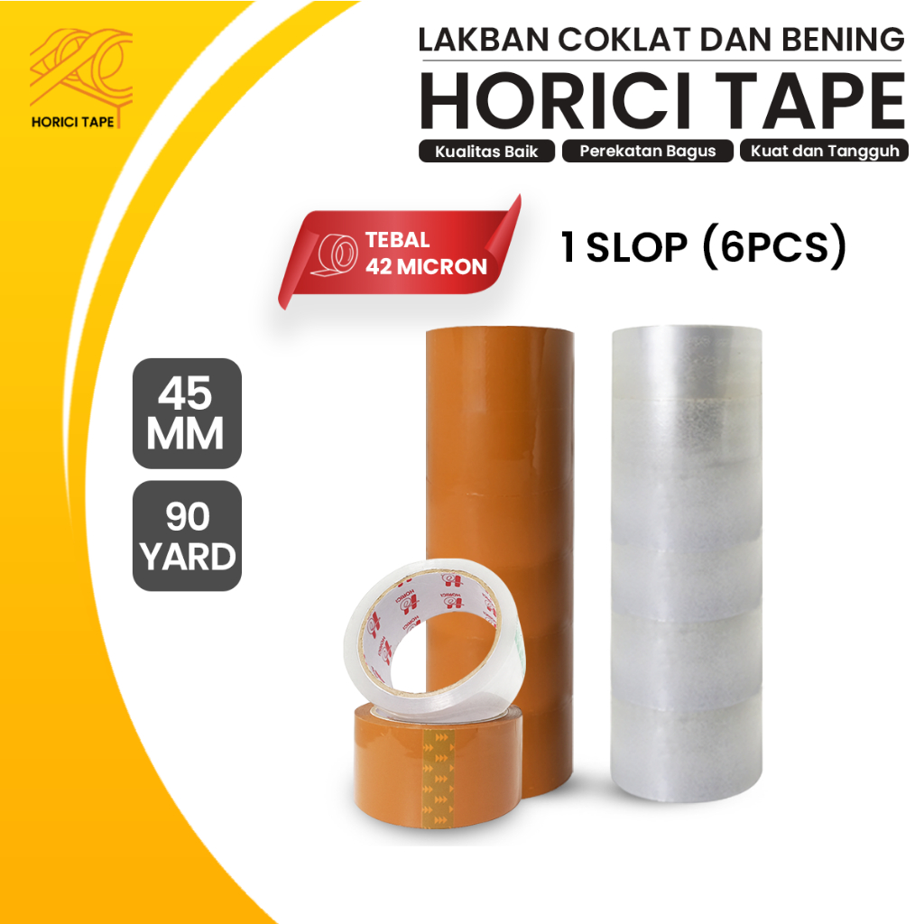 Jual HORICI 1 SLOP LAKBAN OPP JUMBO BENING COKLAT 45MM 90 YARD ISI 72 PCS ISOLASI BENING COKLAT ...
