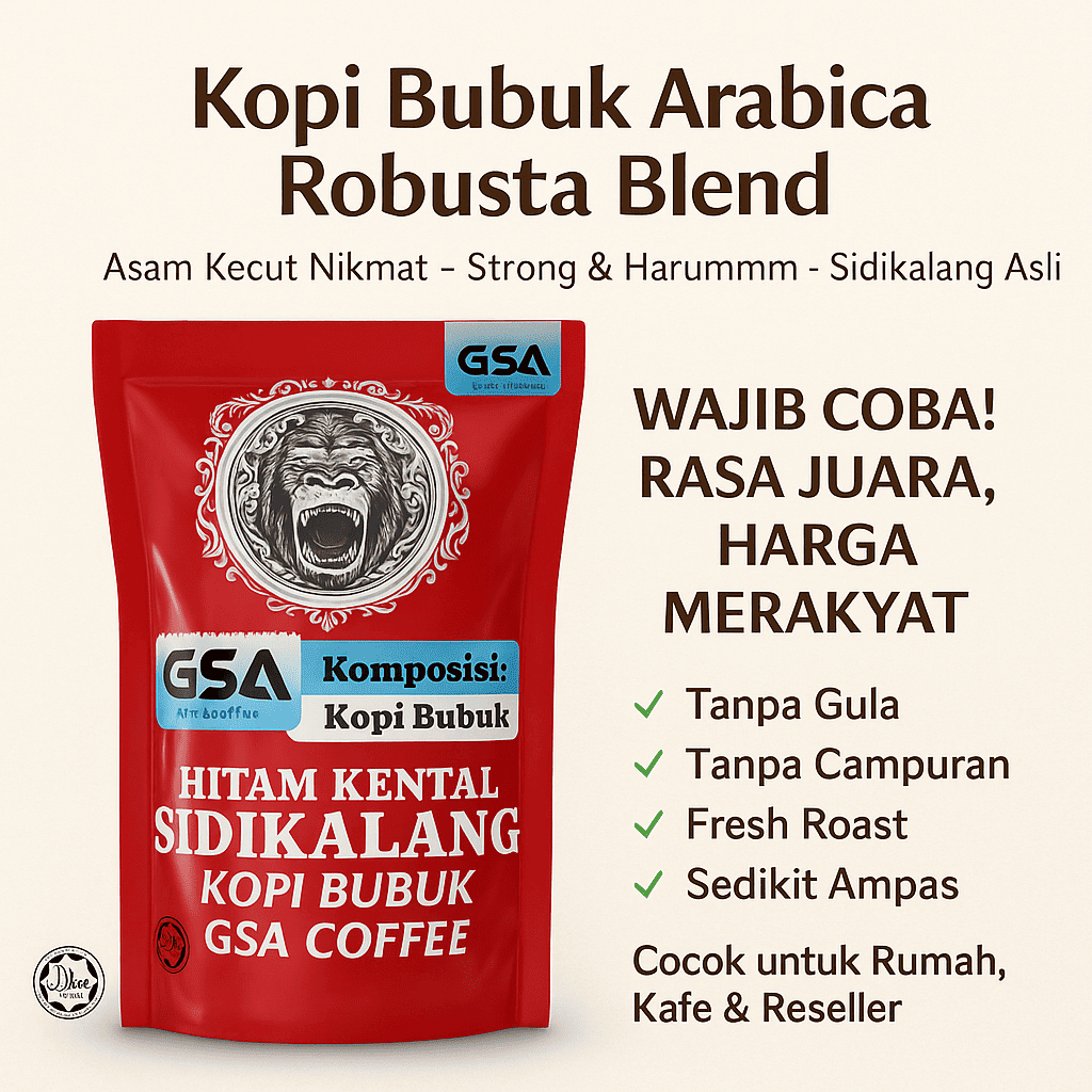 Jual GSA COFFEE Bubuk Kopi Sidikalang 1 kg 1Kg | ARABICA SUPER | Hitam ...