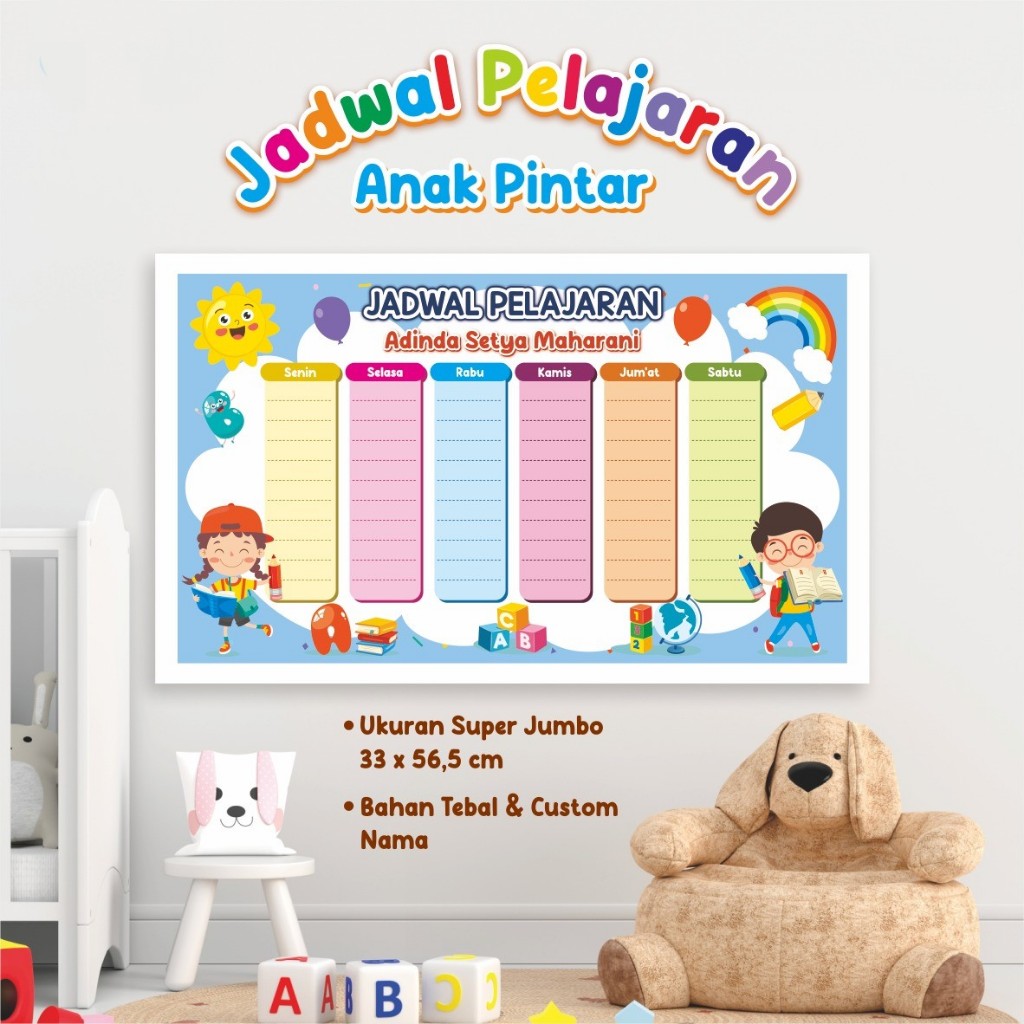 Jual LEMBAR BELAJAR Mini Poster Jadwal Pelajaran - Poster Jadwal ...