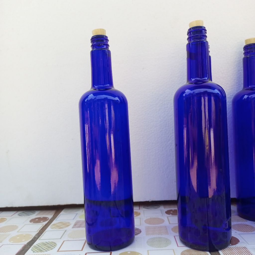 Jual Botol biru kaca Botol polos biru 750ml paket 2 pcs Botol kaca ...