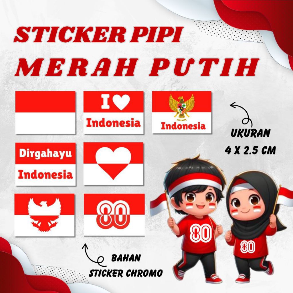 Jual Sticker Pipi Merah Putih Tujuh belasan Kemerdekaan Agustusan ...