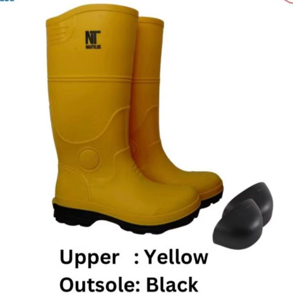Jual sepatu boot safety karet kuning besi - sepatu proyek karet ...