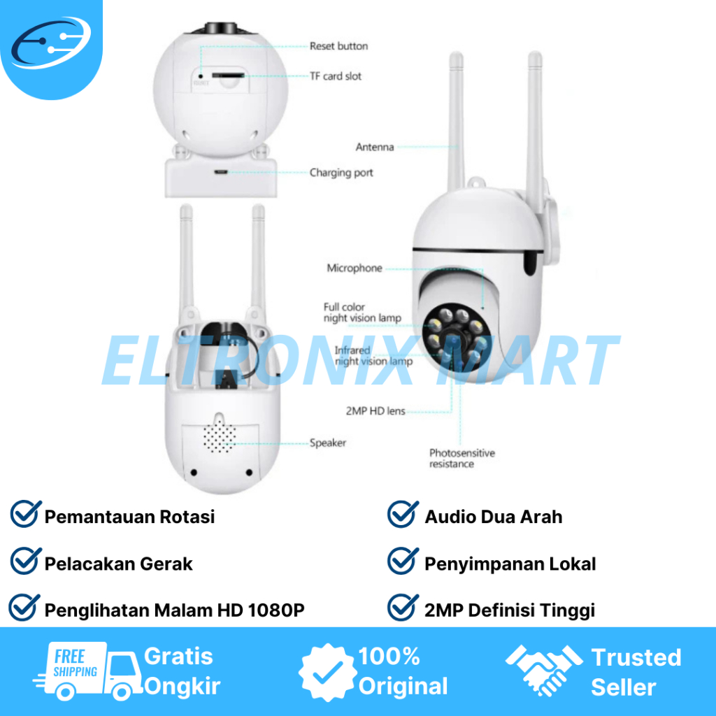 Jual Kamera CCTV V380 V360 O-KAM Pro PTZ Wifi Kamera Pantau Jarak Jauh ...