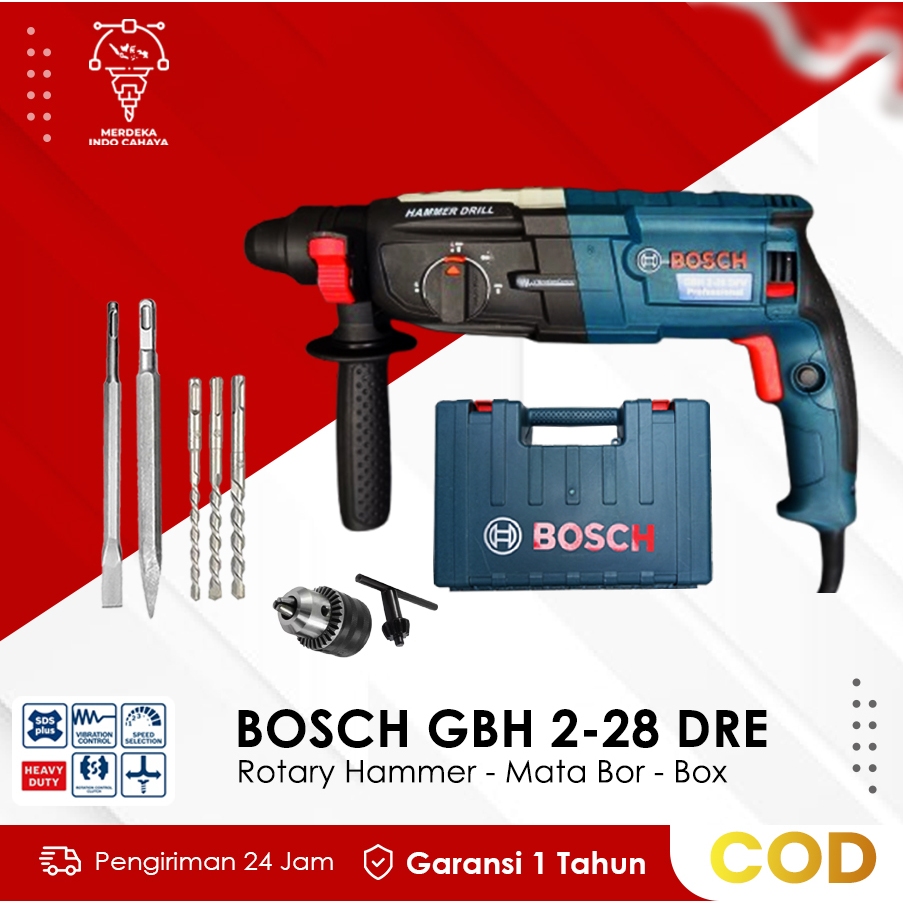 Jual PROMO TERMURAH!!! Bosch GBH 2-28 DFV Rotary Hammer / Mesin Bor Bobok Beton SDS Plus 28 mm ...