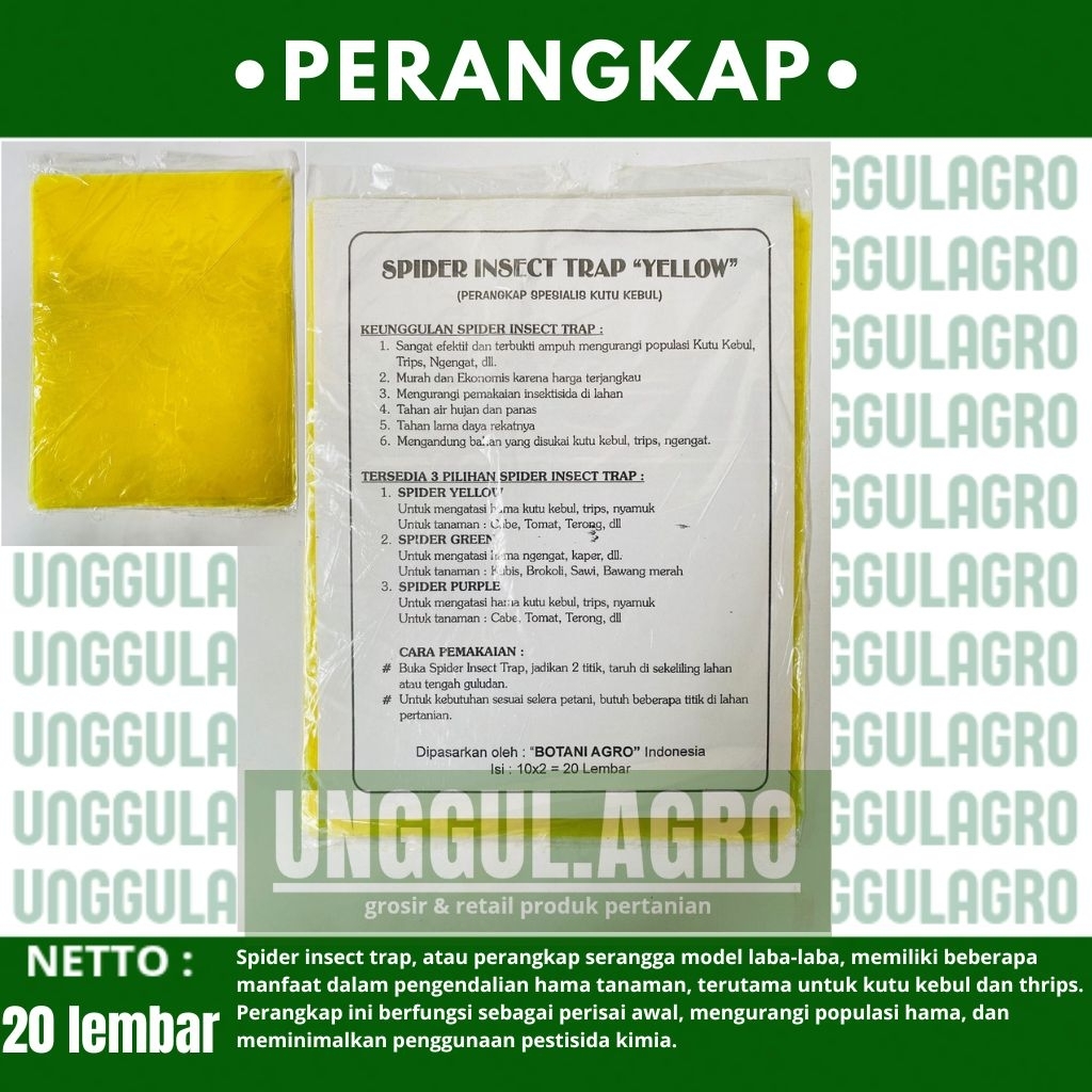 Jual SPIDER INSECT TRAP isi 20 lembar warna kuning Perekat perangkap ...