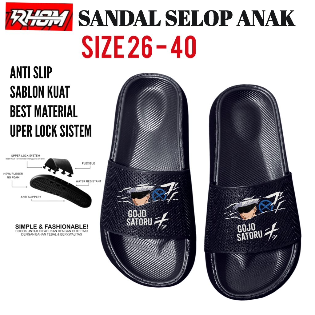 Jual Sandal selop anak SATORU GOJO Ukuran 26-40 laki-laki dan perempuan ...