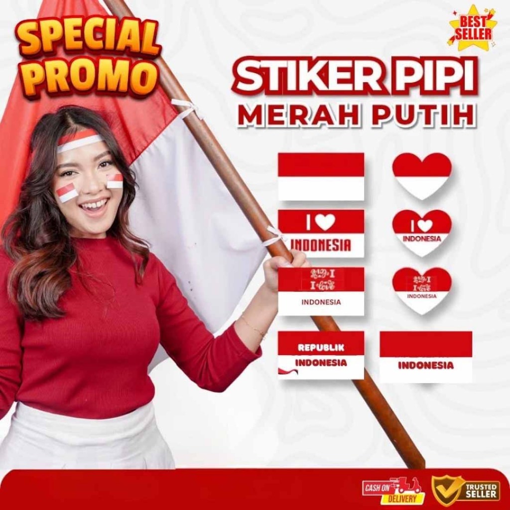 Jual Sticker Pipi Dirgahayu Bendera Merah Putih 3 x 4 / 17 AGUSTUS ( 36 ...