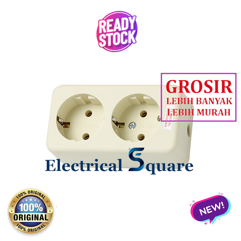 Jual (GROSIR) Stop Kontak Arde Uticon OB 2 Lubang Putih ST-128 - Tempat Colokan ST128 Socket ...