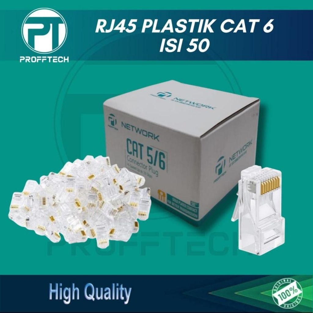 Jual Konektor UTP RJ45 Cat 6e Plastik / RJ 45 CAT6, Original Profftech ...