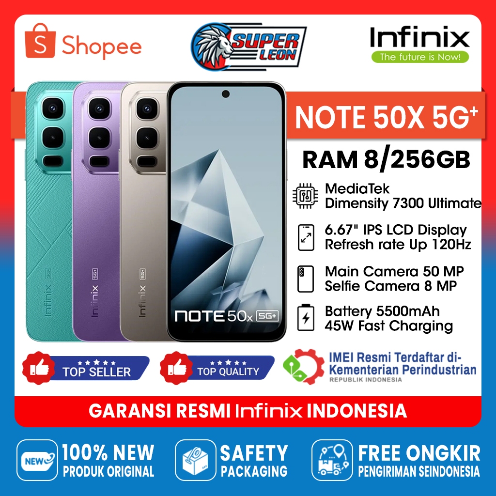 Jual Infinix Note 50X 5G MediaTek Dimensity 7300 Ultimate 8GB+256GB - Garansi Resmi 1 Tahun ...